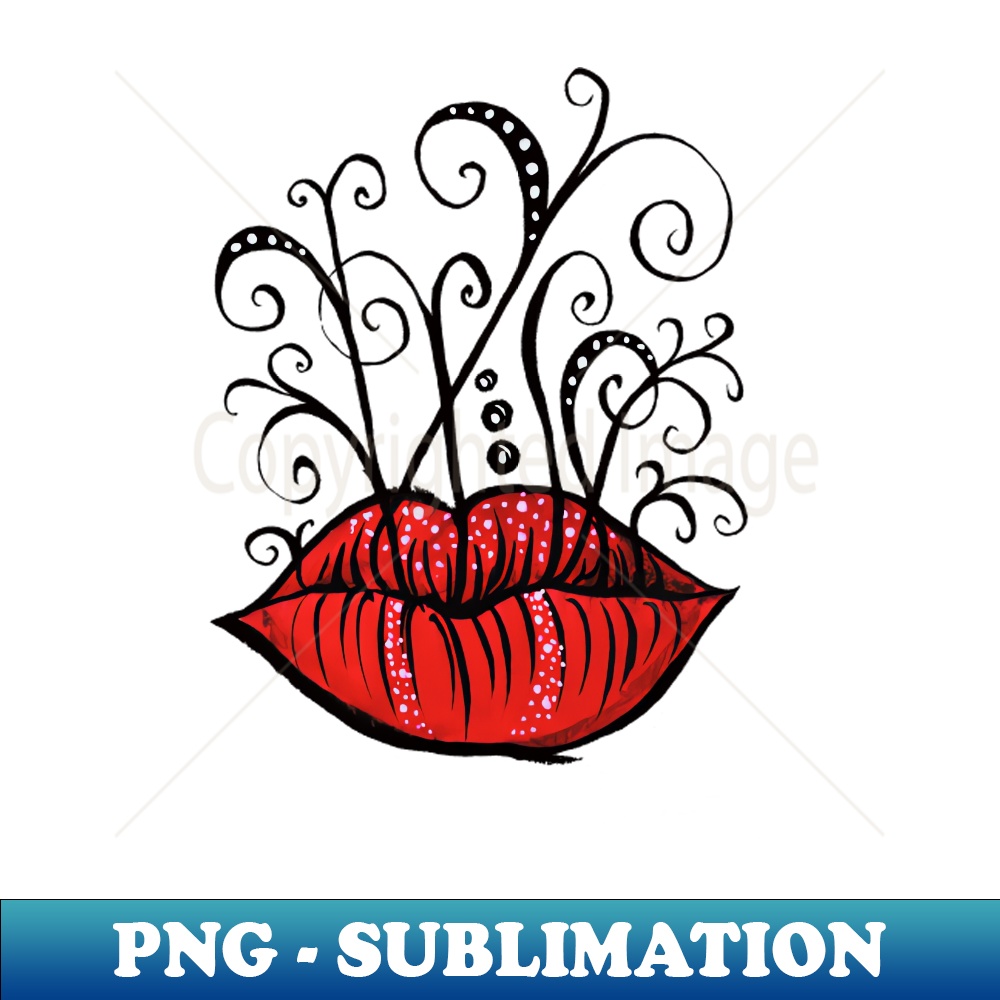 Weird lips and swirls ink drawing - Instant Sublimation Digi | Inspire ...