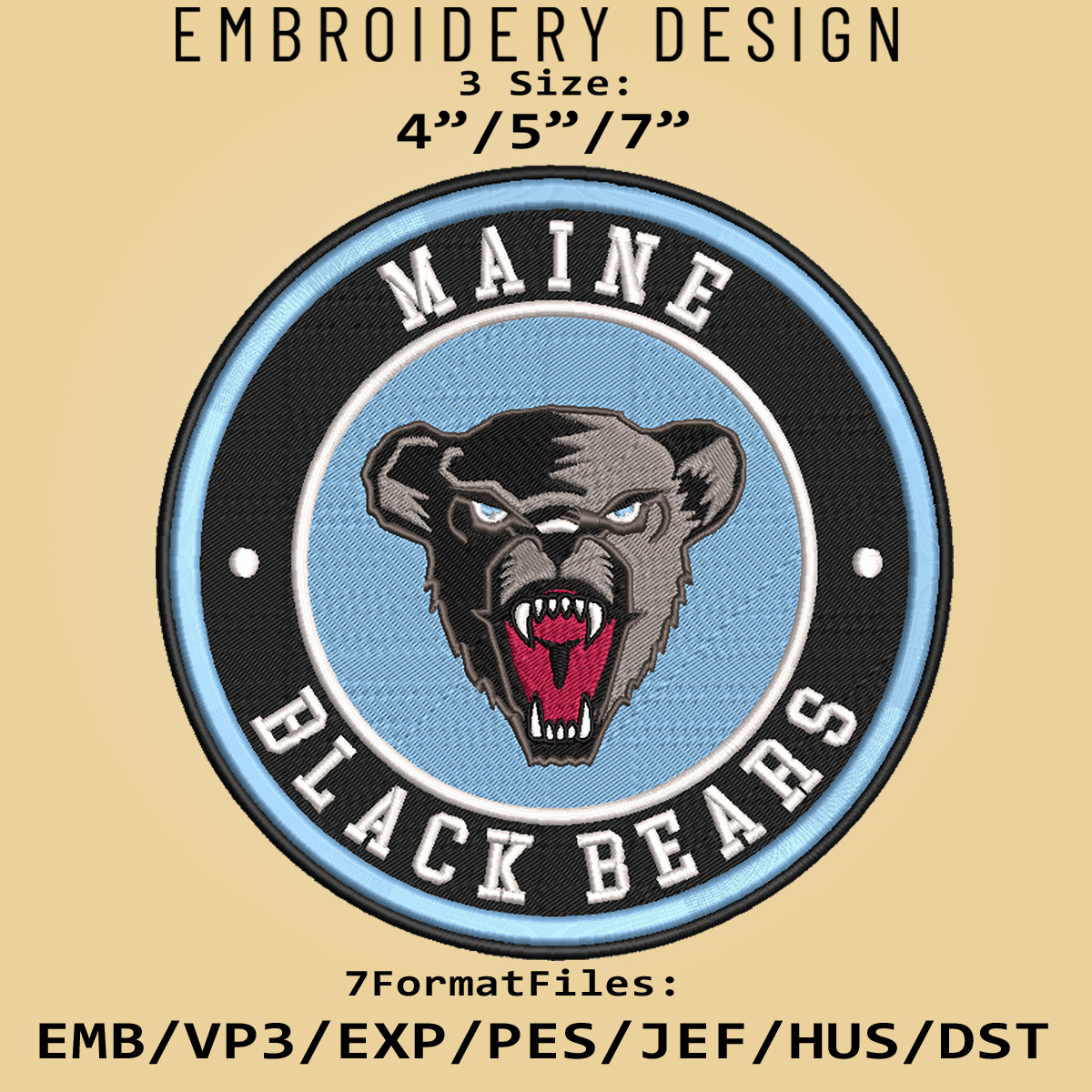 NCAA Logo Maine Black Bears, Embroidery design, Embroidery F | Inspire ...