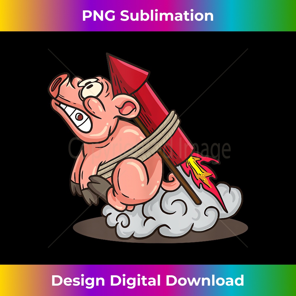 Pig Flying Rocket Piglet Funny Comic Style Happy New Year Ta - Inspire ...