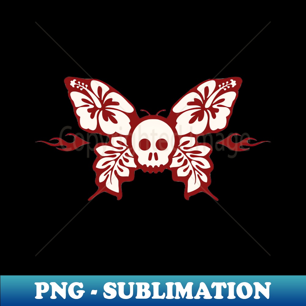 90s hibiscus flower butterfly skull surfer goth - PNG Transp | Inspire ...