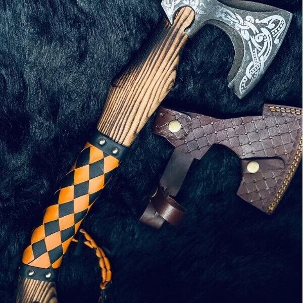 Custom Handmade Carbon Steel Viking Axe VALHALLA Axe Throwin | Inspire ...