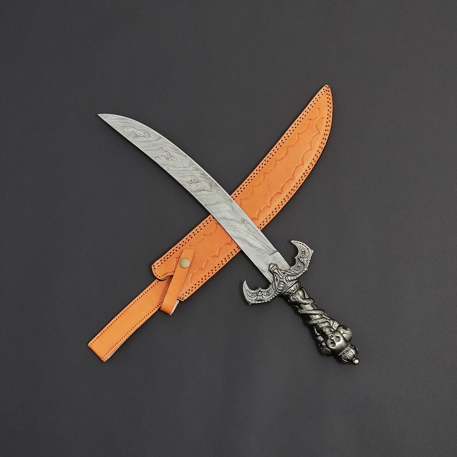 Custom Handmade Damascus Steel Hunting Mini Sword with Leath | Inspire ...