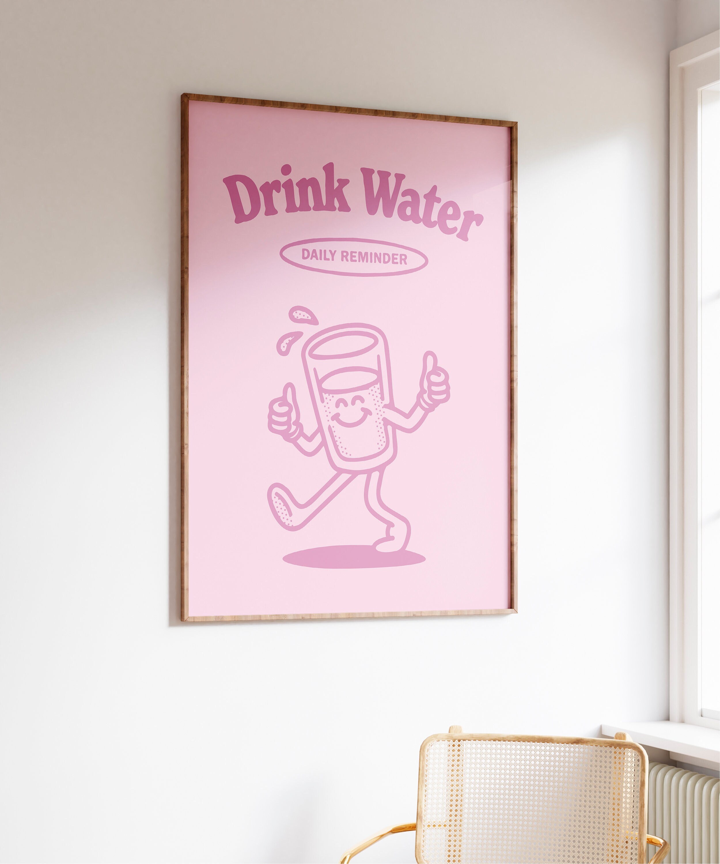 Drink Water Poster, Retro Quote Wall Print, Stay Hydrated, S | Inspire ...
