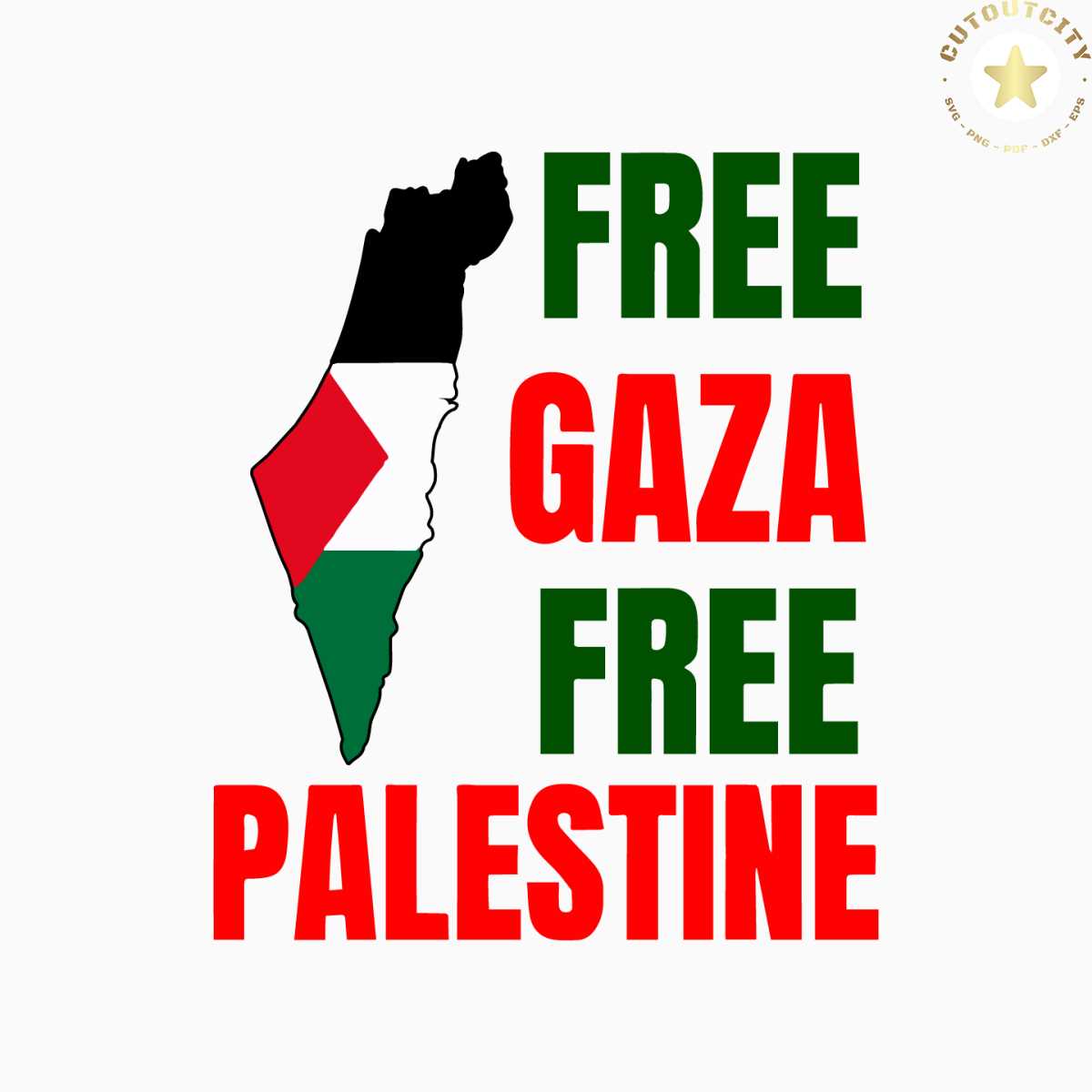 Retro Free Palestine Free Palestine Map SVG Download File - Inspire Uplift
