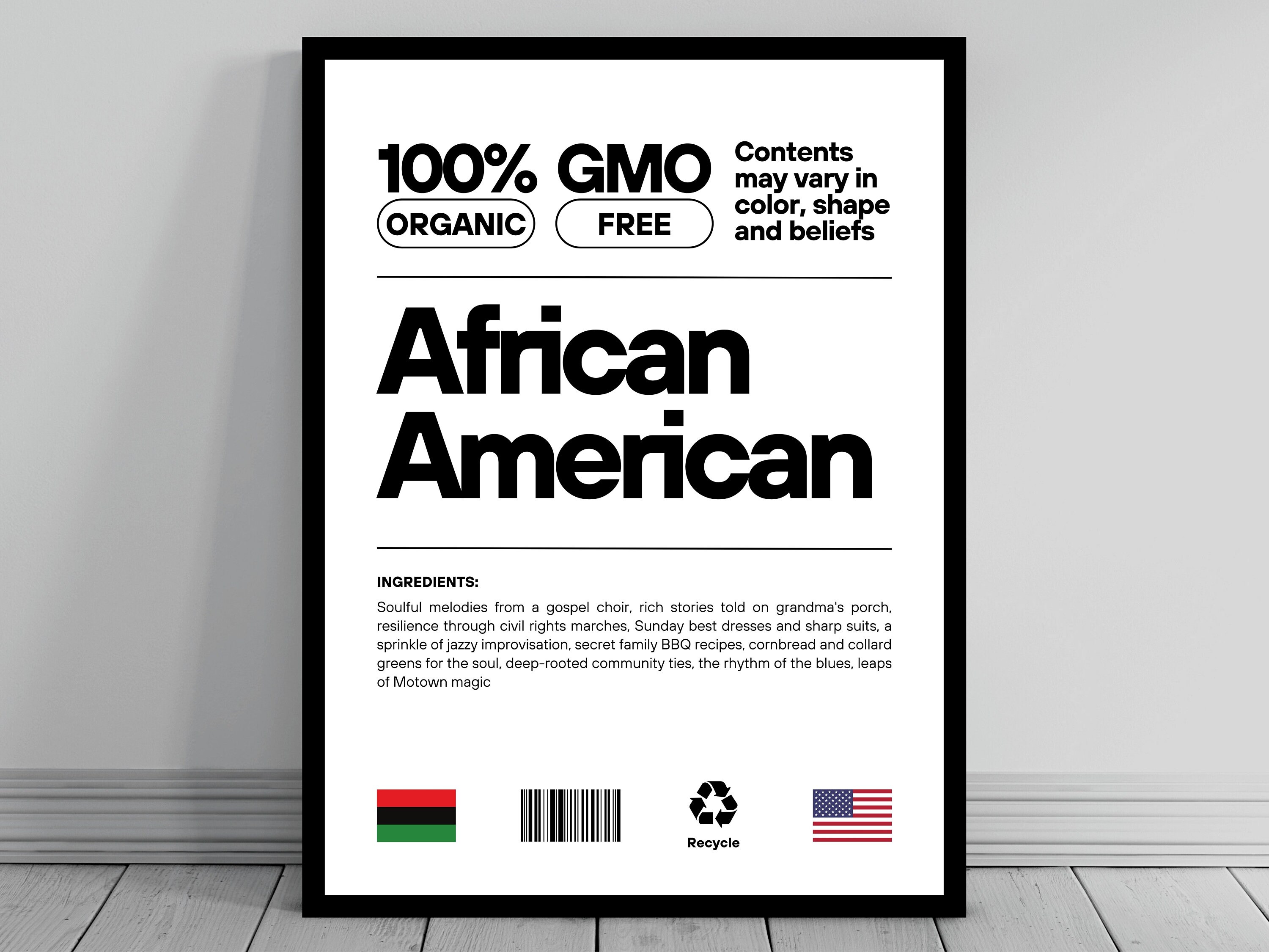 African American Unity Flag Poster Mid Century Modern Amer - Inspire Uplift