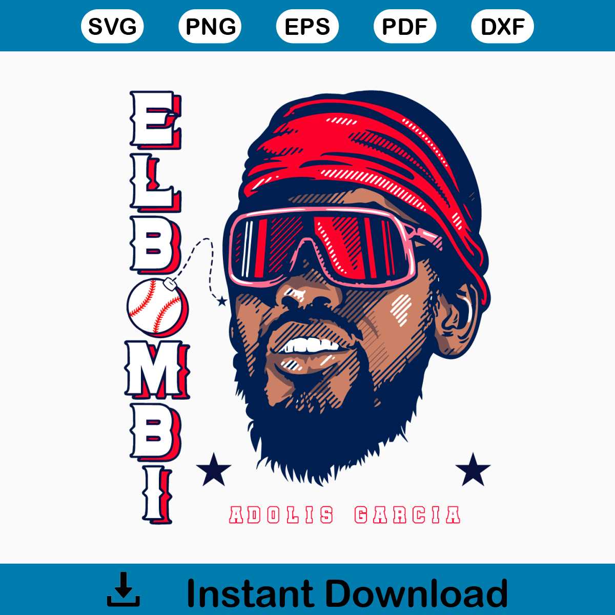 Adolis Garcia El Bombi MLB Player SVG For Cricut Files - Inspire Uplift