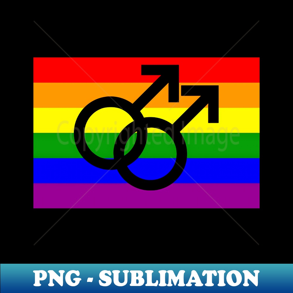 Gay Pride Rainbow Flag LGBT With Two Male Mars Symbols - PNG | Inspire ...