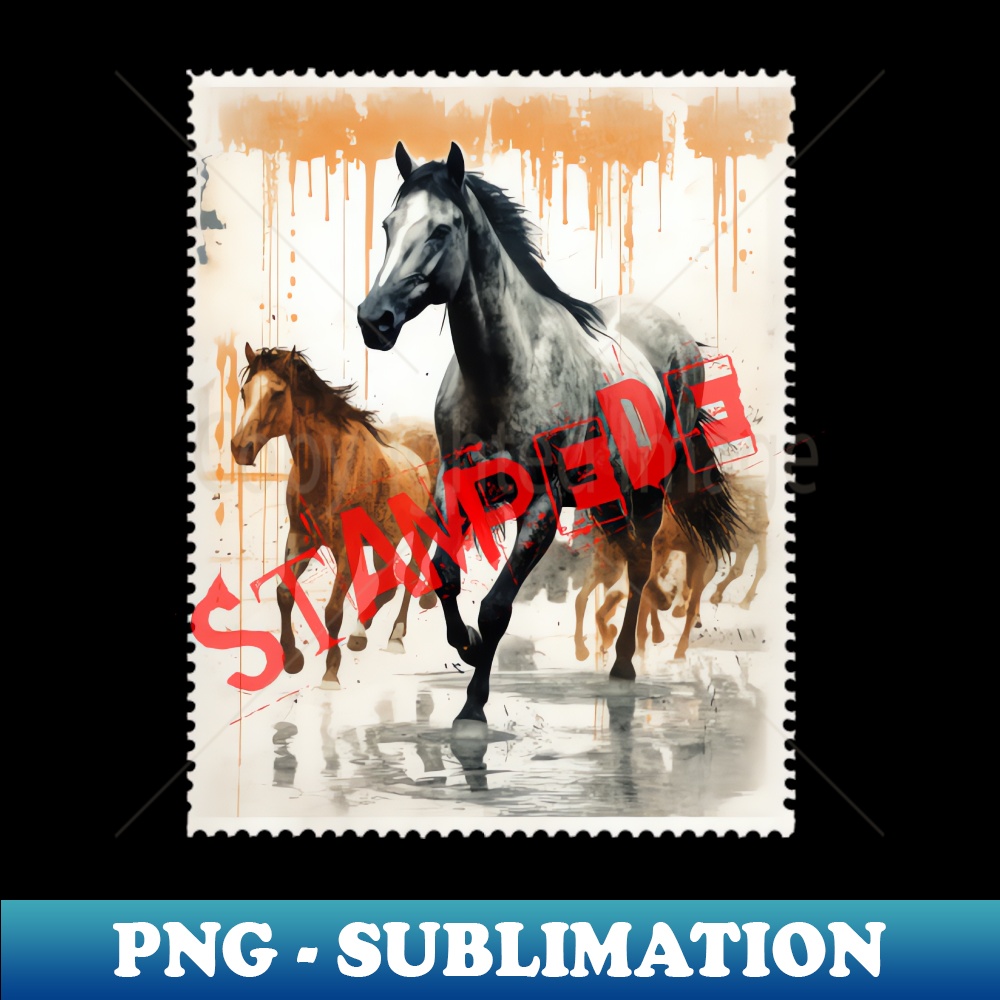 A stamp with a stampede of horses on it stamped with the wor | Inspire ...
