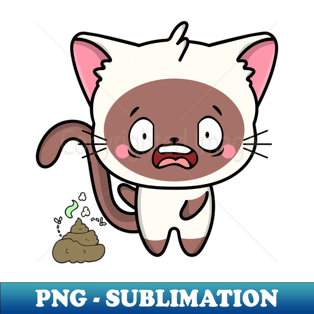 Funny white cat smells poo poo - Vintage Sublimation PNG Dow | Inspire Uplift