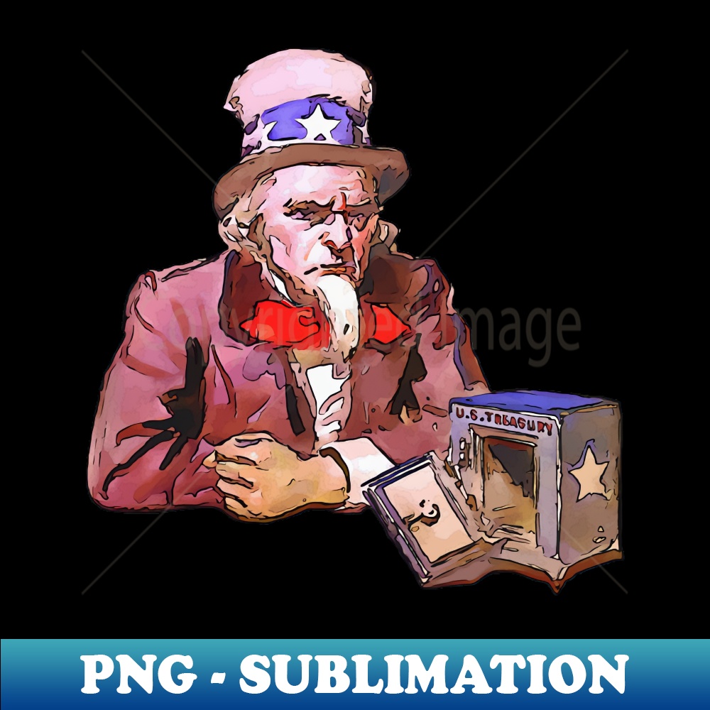Uncle America With Empty Treasury Black Outline Art - Stylis | Inspire ...