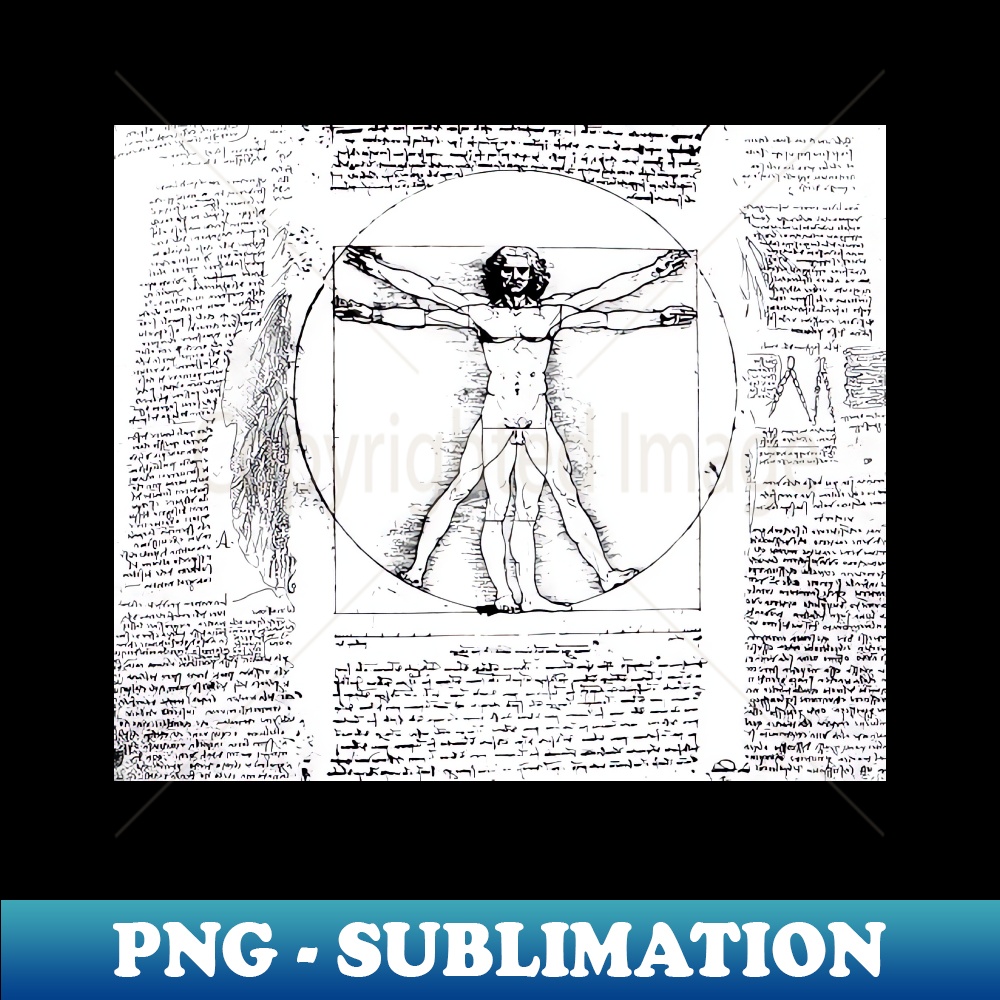 VITRUVIAN MAN Handwriting of Leonardo Da Vinci in Black Whit | Inspire ...