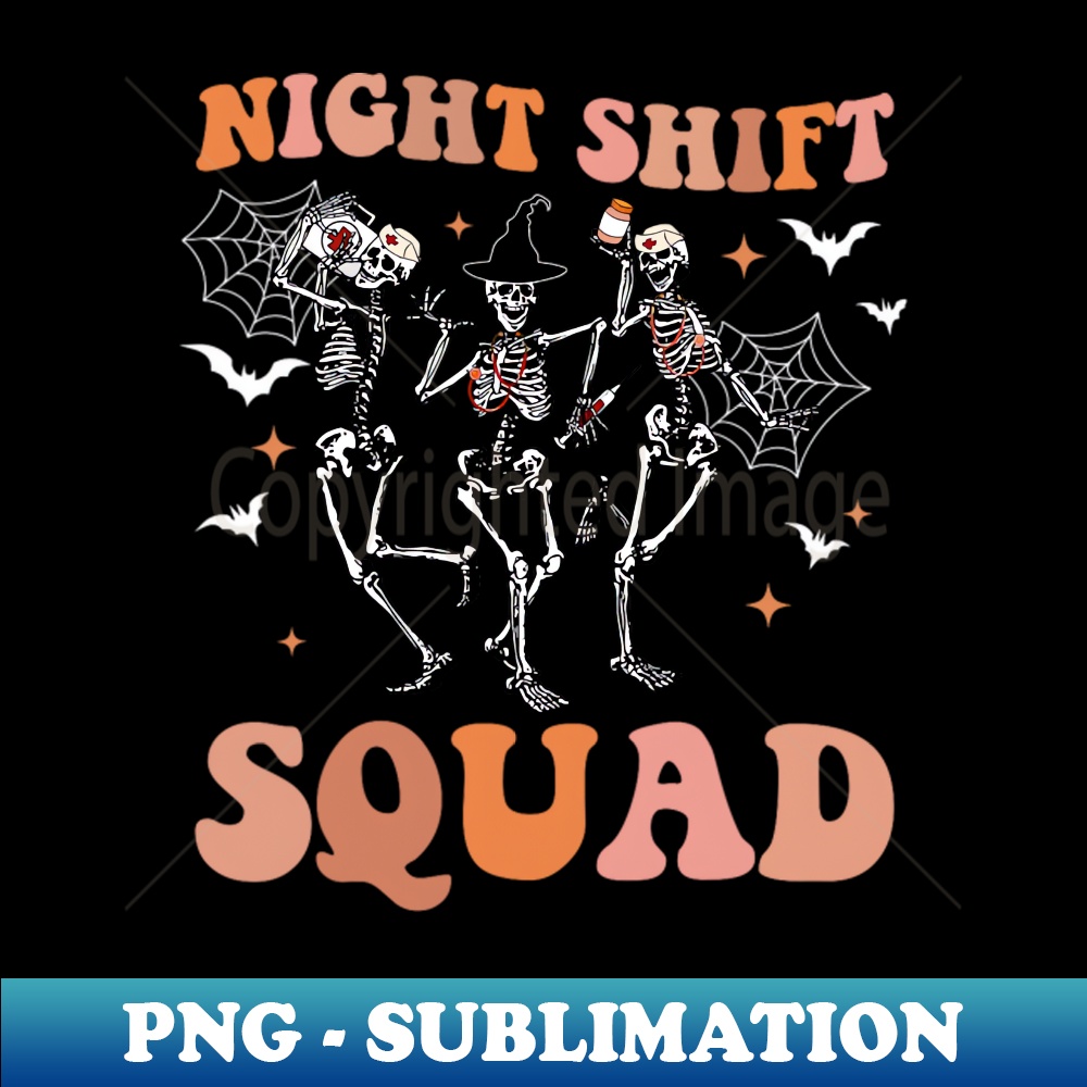 Skeleton Dancing Nurse Night Squad Shift Halloween - High-Re - Inspire ...