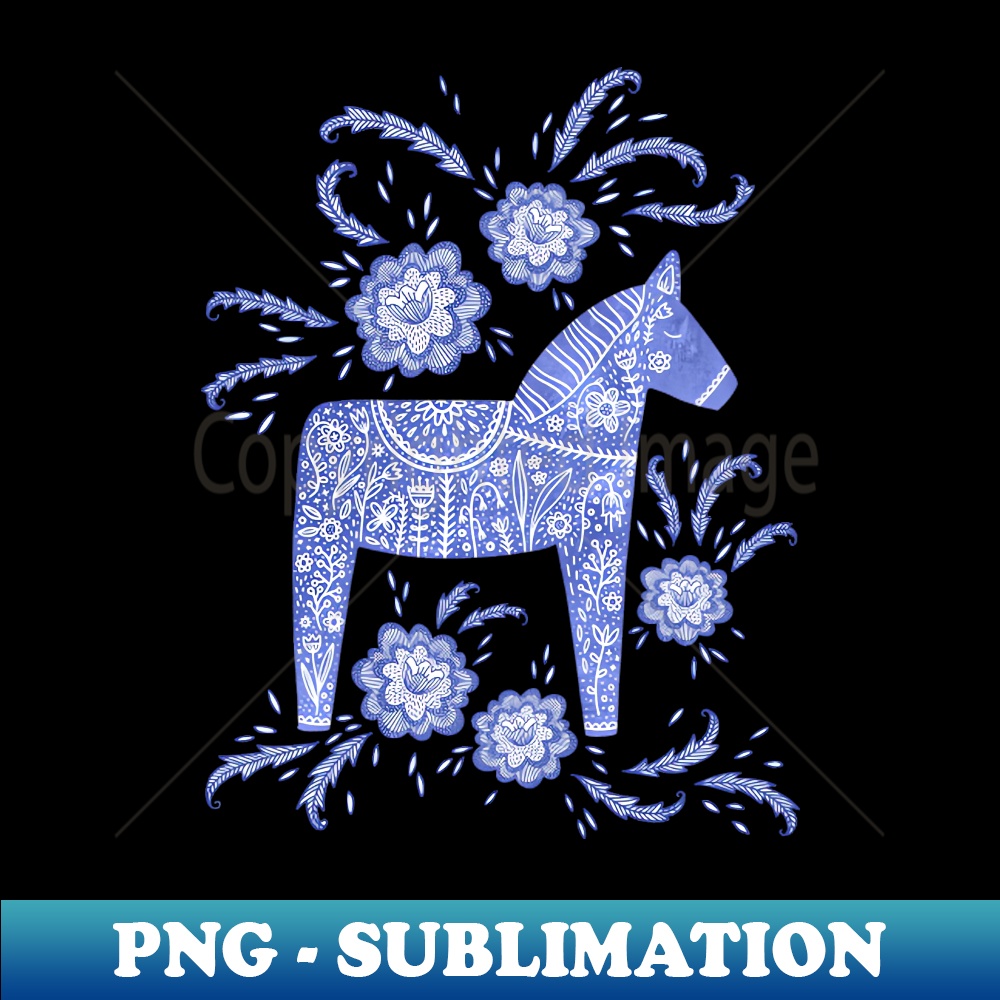Swedish Dala Horse Blue - Exclusive PNG Sublimation Download | Inspire ...