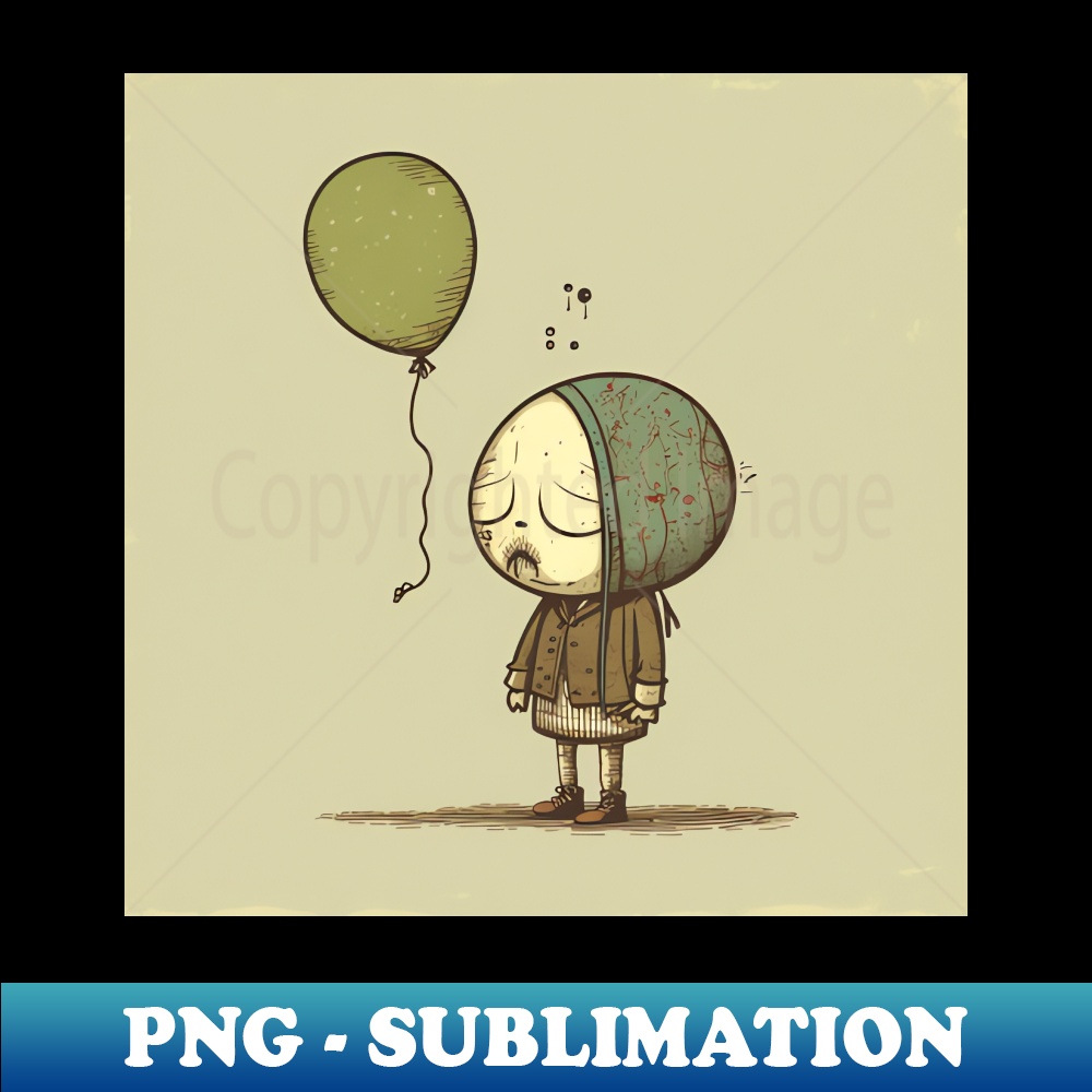 Illustration of Sad Zombie and Balloon - PNG Sublimation Dig - Inspire ...