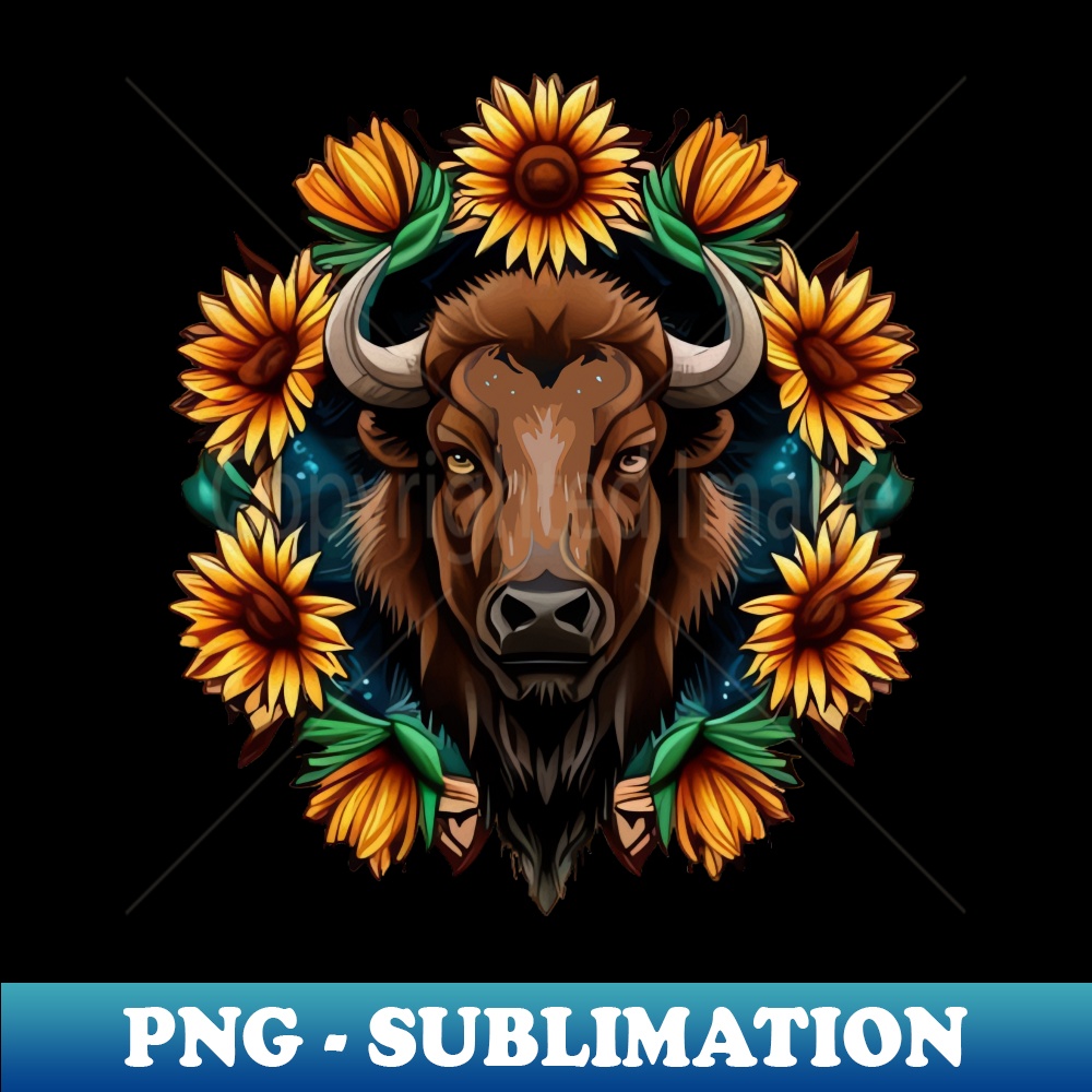 American Bison With Sunflower Wreath Kansas State Tattoo Art | Inspire ...