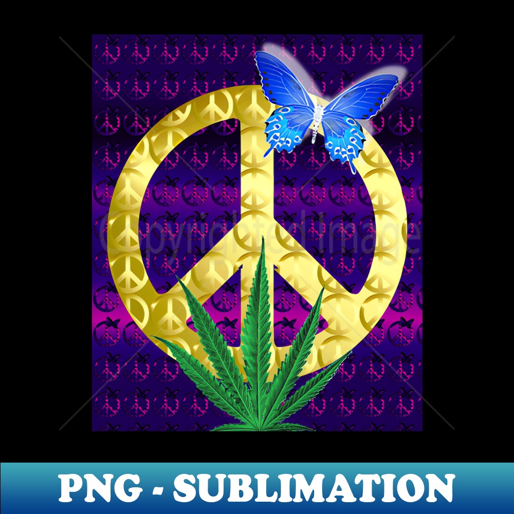 Gold Embossed Peace Sign with Blue Butterfly - Elegant Subli | Inspire ...