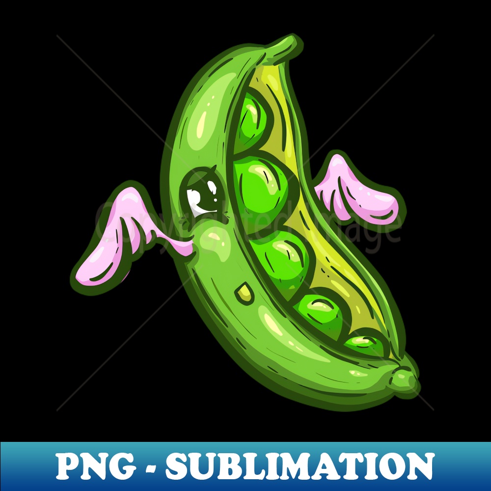 Floating Little Pea Pod Cartoon Illustration - Sublimation-R | Inspire ...