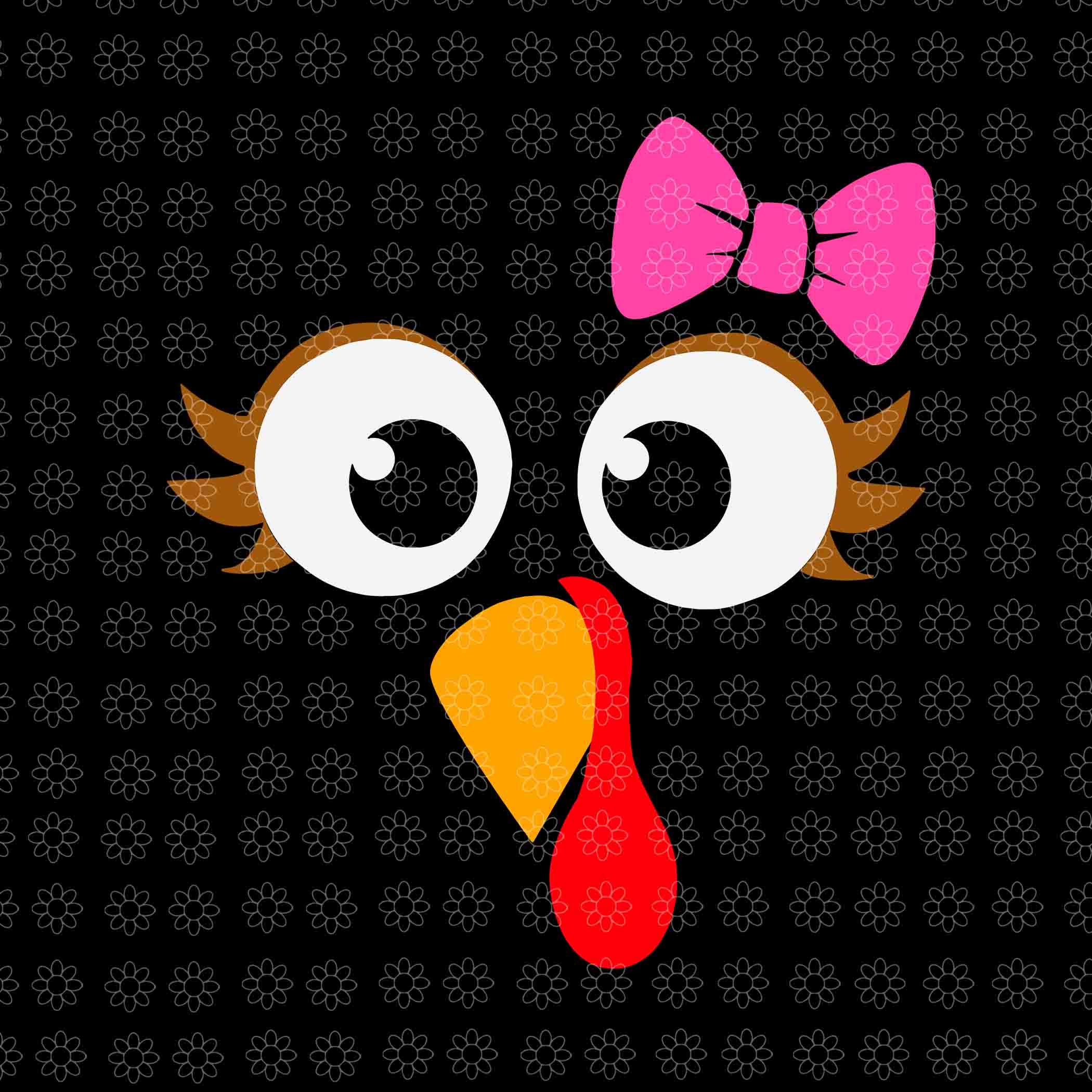 Cool Turkey Face Girl Pink Bow Svg, Girl Turkey Svg, Turkey | Inspire ...