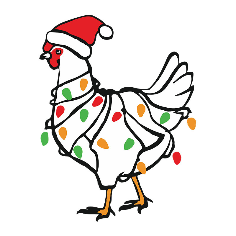 Chicken Christmas Lights, Santa Hat, Rooster Hen SVG, Christ | Inspire ...