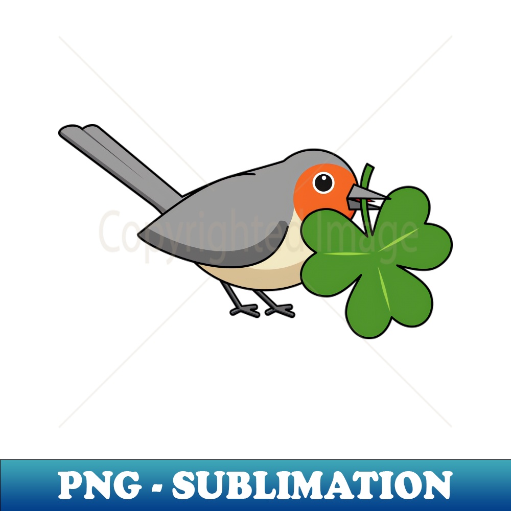 Cute Robin with Shamrock Clover Cartoon - Aesthetic Sublimat | Inspire ...