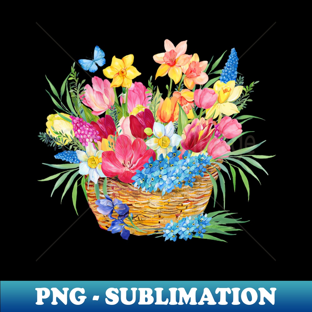 Rustic Basket with Spring Flowers - Stylish Sublimation Digi | Inspire ...