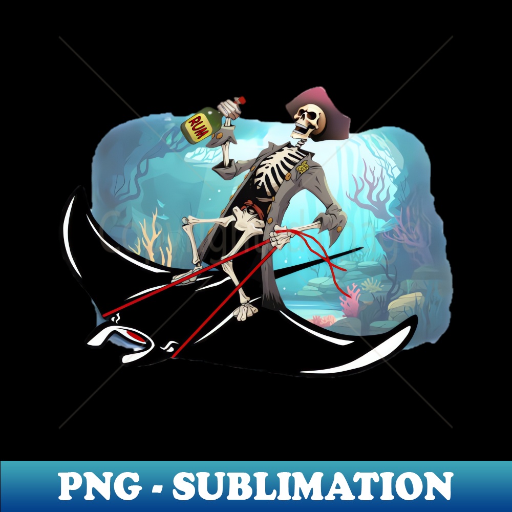 Pirate Riding a Manta Ray While Drinking Rum - High-Quality - Inspire ...