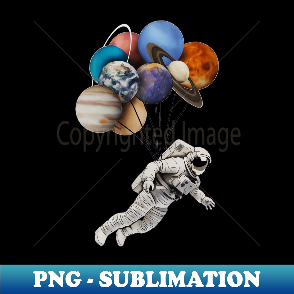 Astronaut Floating with Planets as Balloons Colourful - Subl | Inspire ...