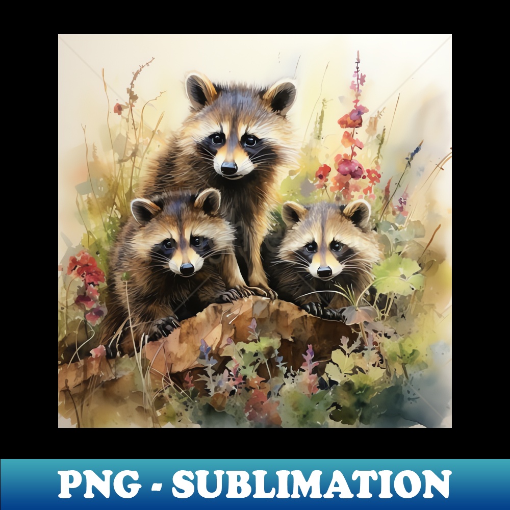 Three Cute Raccoons - PNG Transparent Sublimation File - Per - Inspire ...