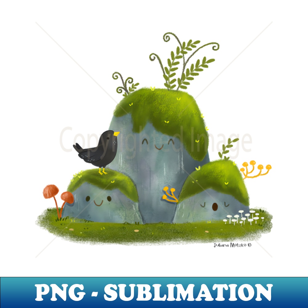 Nature Cute Rocks Mushrooms and Bird - PNG Sublimation Digit | Inspire ...