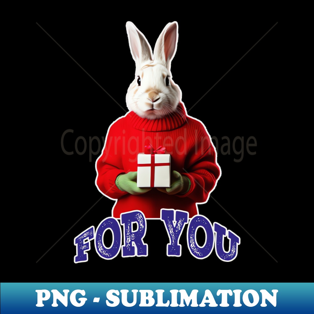 For you funny christmas bunny with present - PNG Transparent | Inspire ...