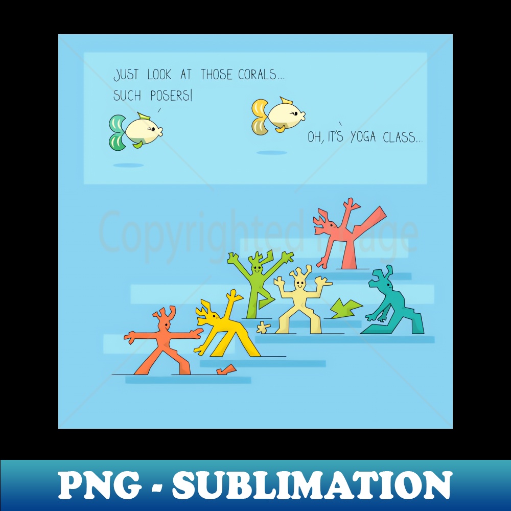 Cute underwater yoga comic with fishes and corals - PNG Tran | Inspire ...