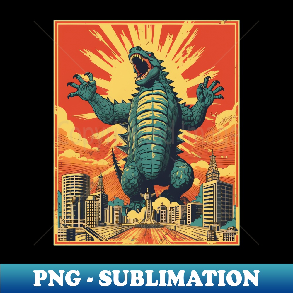 Retro Vintage Godzilla Propaganda Poster - Elegant Sublimati - Inspire ...