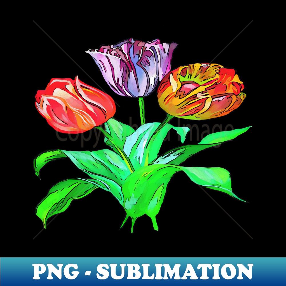 Tulip Trio Colorful Artistic Flowers Vector - Stylish Sublim | Inspire ...