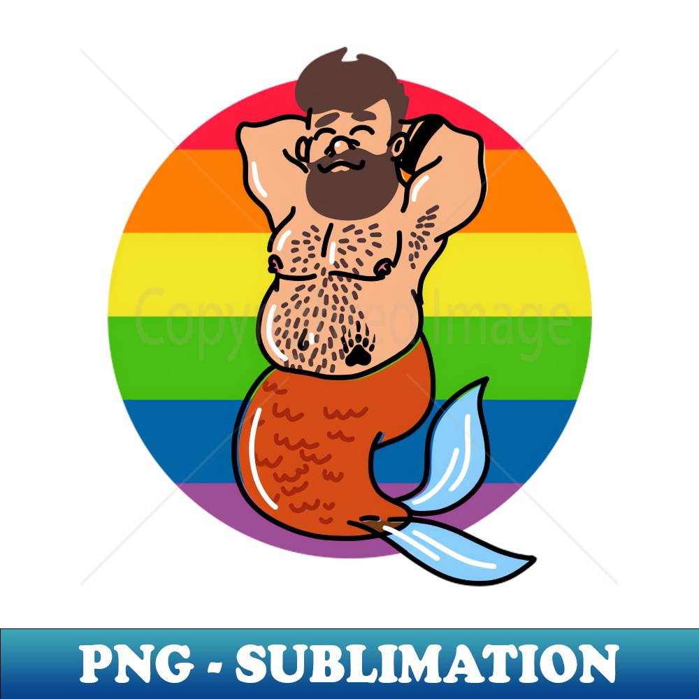 Gay bear merman with lgbtq flag - Aesthetic Sublimation Digi | Inspire ...