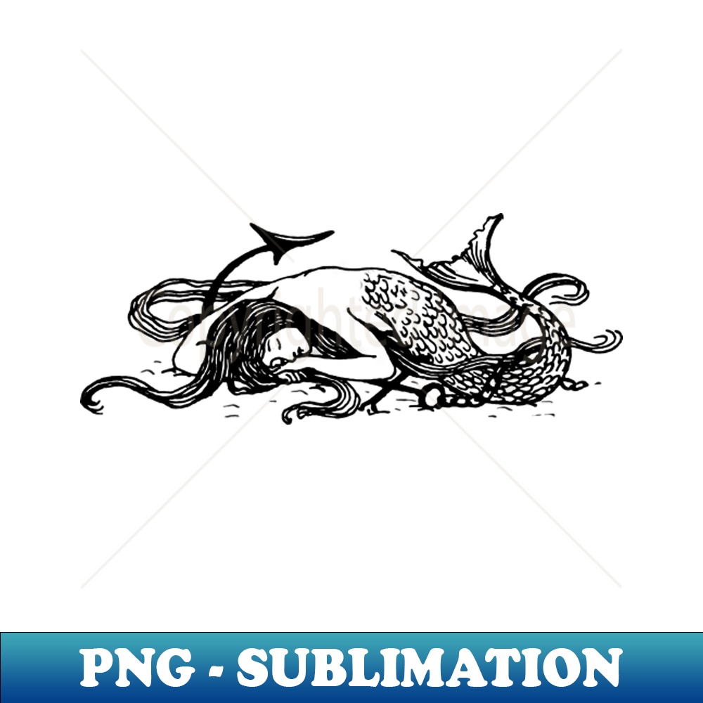 Mermaid line drawing - PNG Transparent Sublimation File - St - Inspire ...