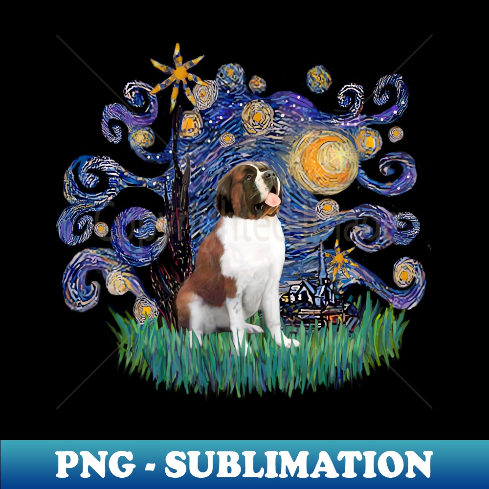 Starry Night Adaptation with a Saint Bernard - Premium Subli | Inspire ...
