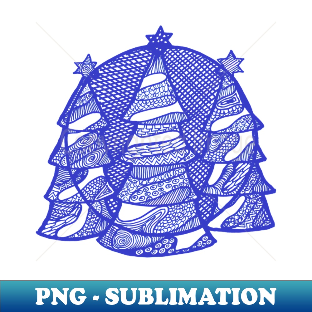 Christmas fir trees in blue ink - Exclusive Sublimation Digi | Inspire ...