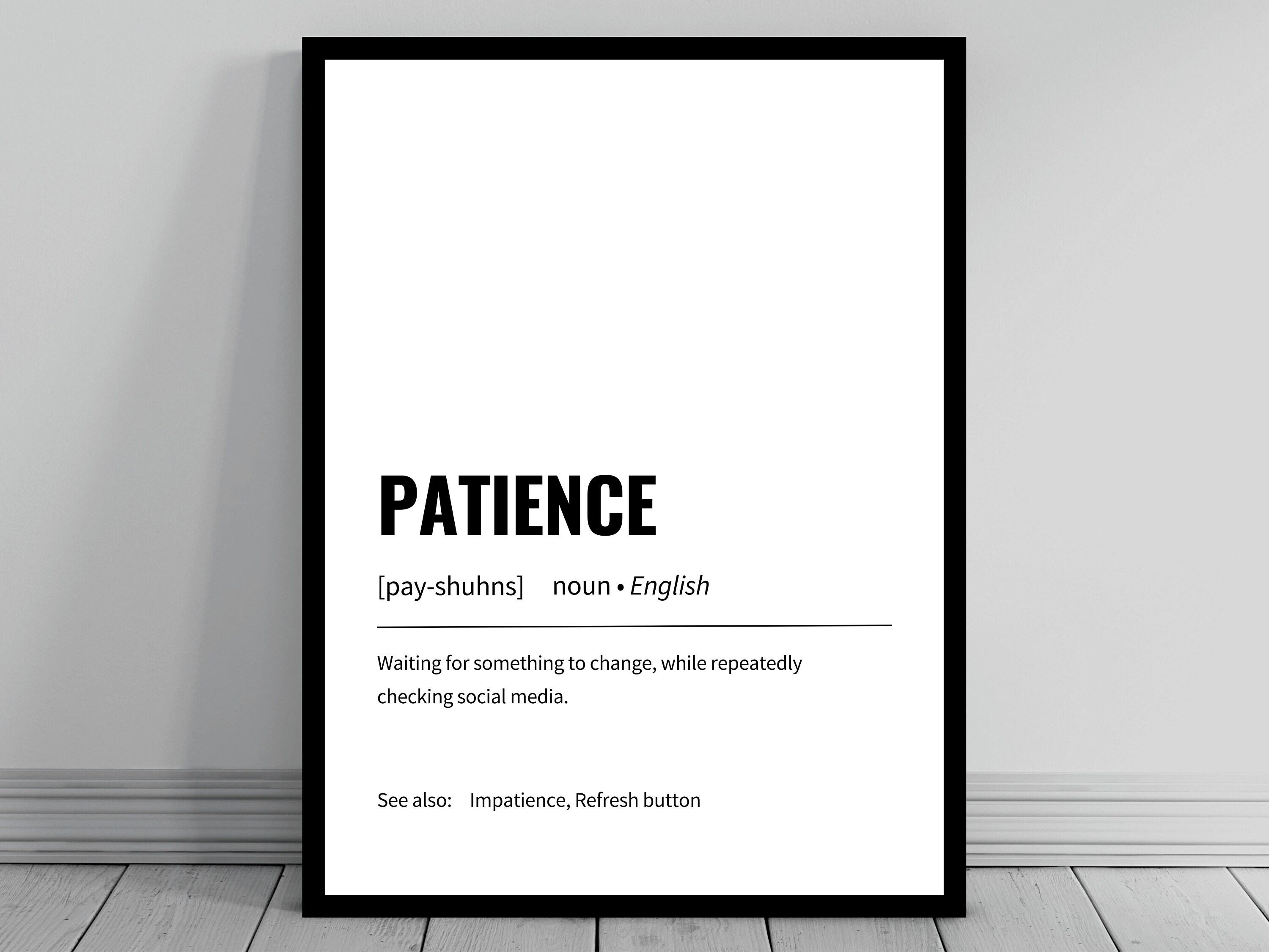 Patience Definition Minimalist Office Art Funny Definition P | Inspire ...