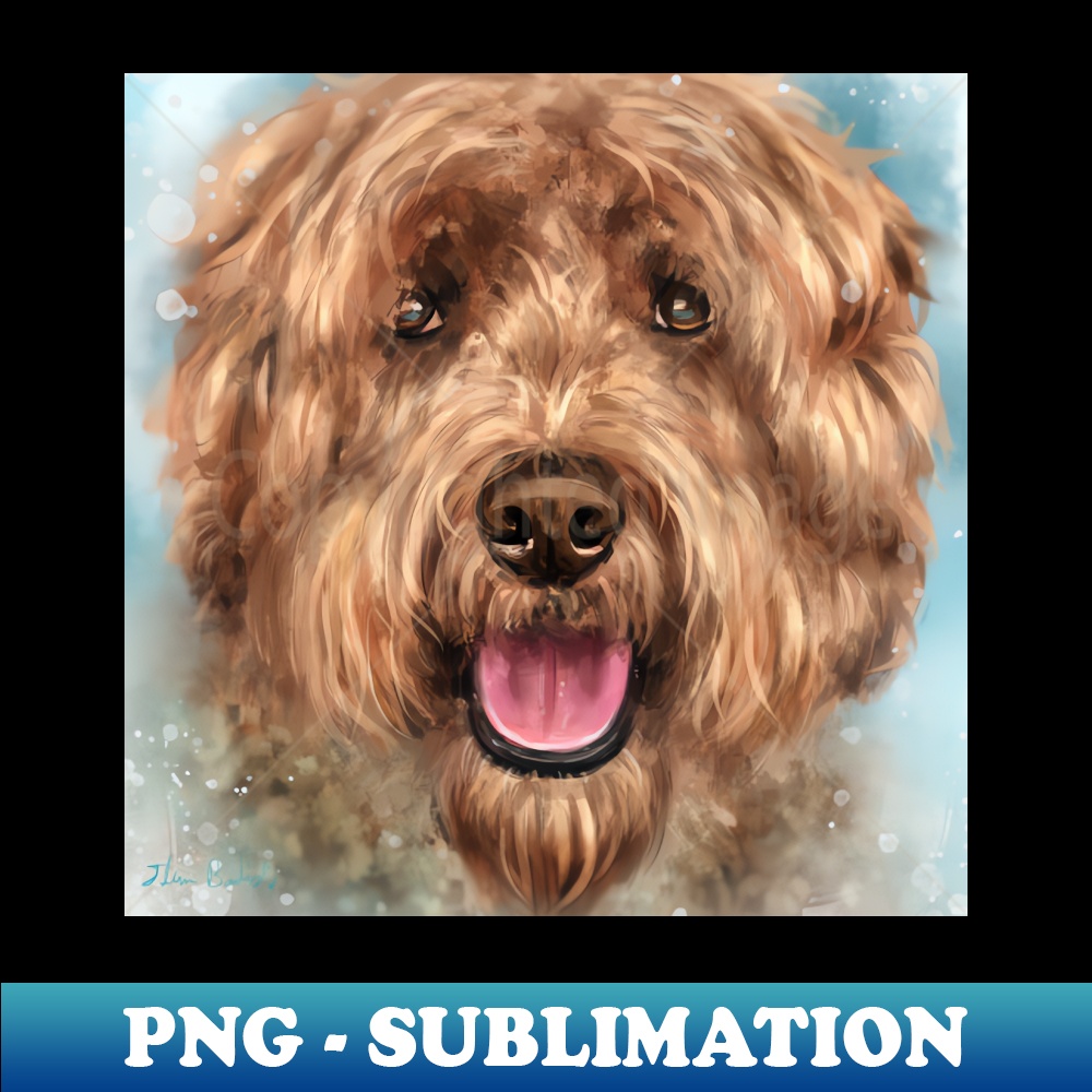 Painting of a Smiling Labradoodle Dog with Its Tongue Out - | Inspire ...