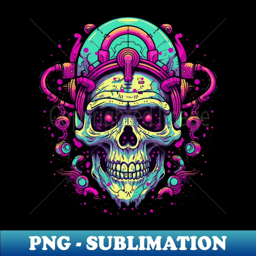 Psychic Psychedelic Cyberpunk Skull - PNG Transparent Digita | Inspire ...