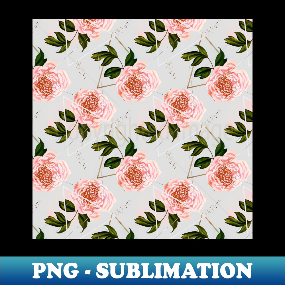 Pattern peonies and golden triangles - PNG Transparent Subli | Inspire ...