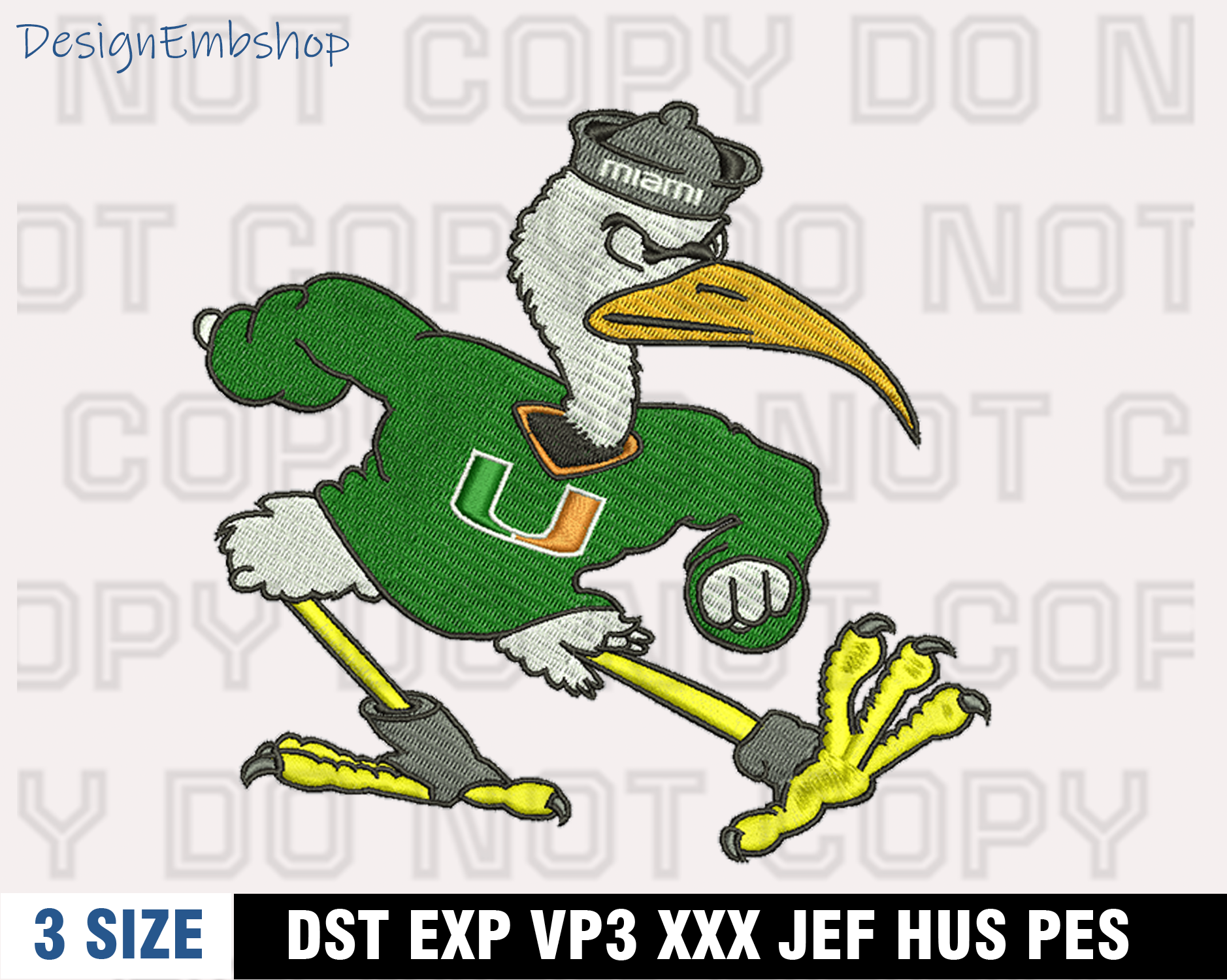 Miami Hurricanes Mascot Embroidery Designs, NCAA Machine Emb - Inspire ...
