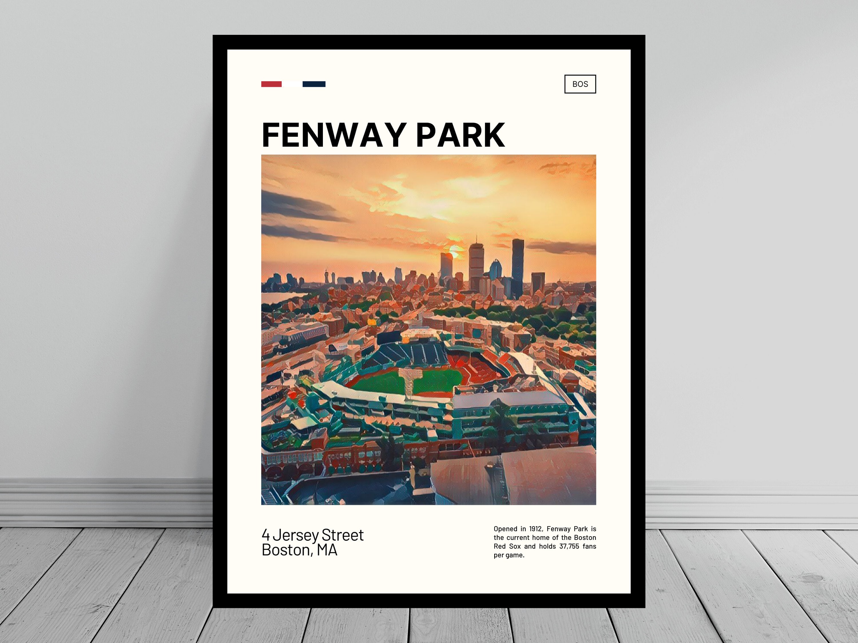 Fenway Park Skyline Print Boston Red Sox Poster Boston Sky | Inspire Uplift