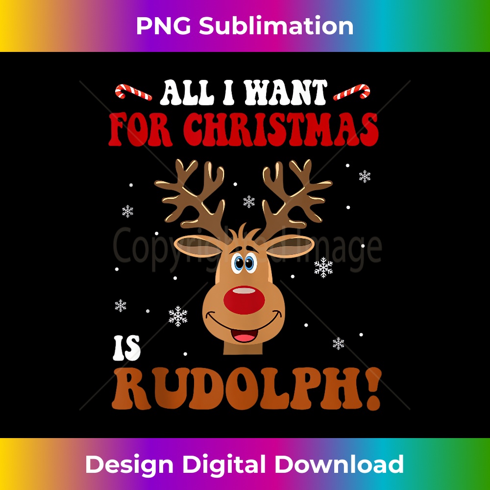I Want For Christmas Rudolph Red Nose Reindeer Kids Xmas Tan - Inspire ...