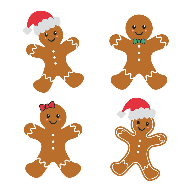 Gingerbread Christmas Bundle SVG DXF PNG Clipart Set, Ginger | Inspire ...
