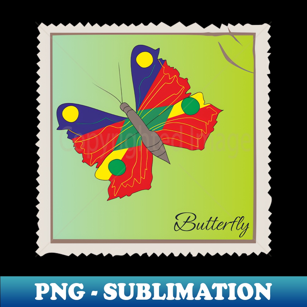 Postage stamp with butterfly - Decorative Sublimation PNG Fi | Inspire ...