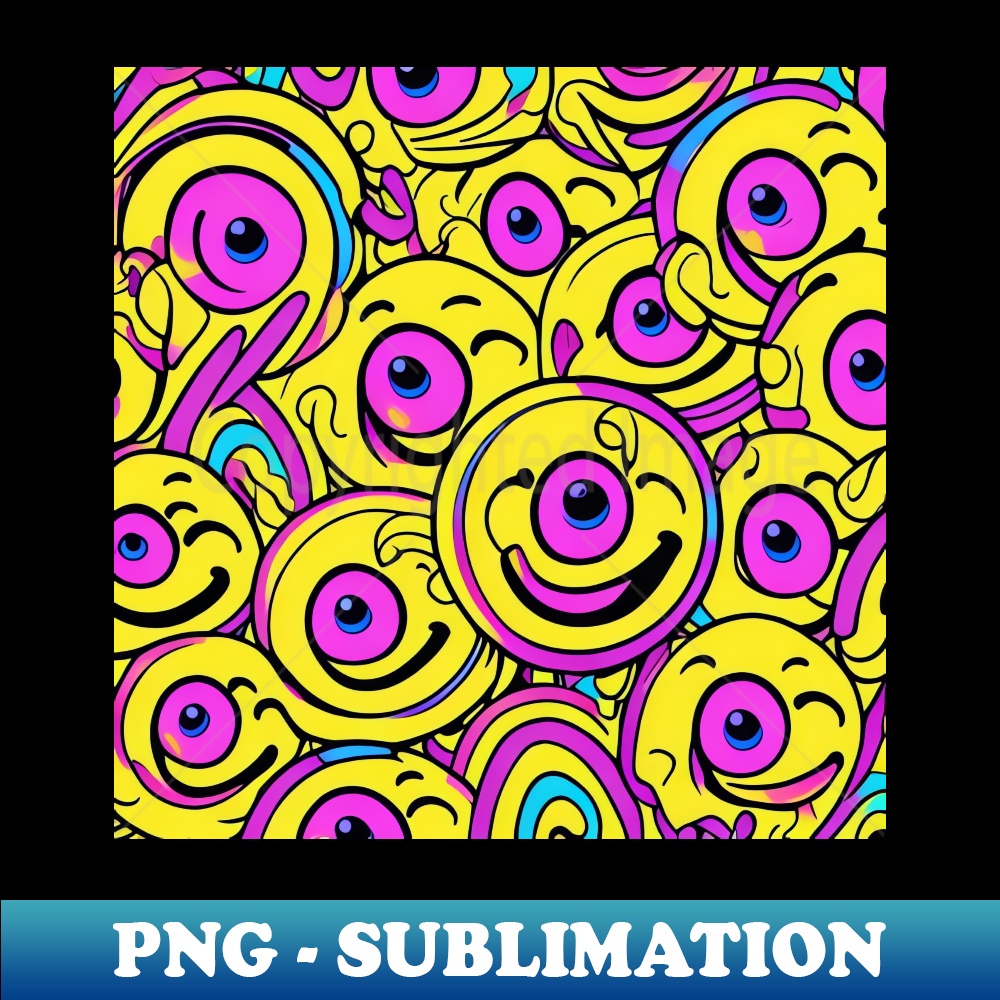 Psychedelic Fun Vibrant Smiley Faces in a Neon Line Art Styl | Inspire ...