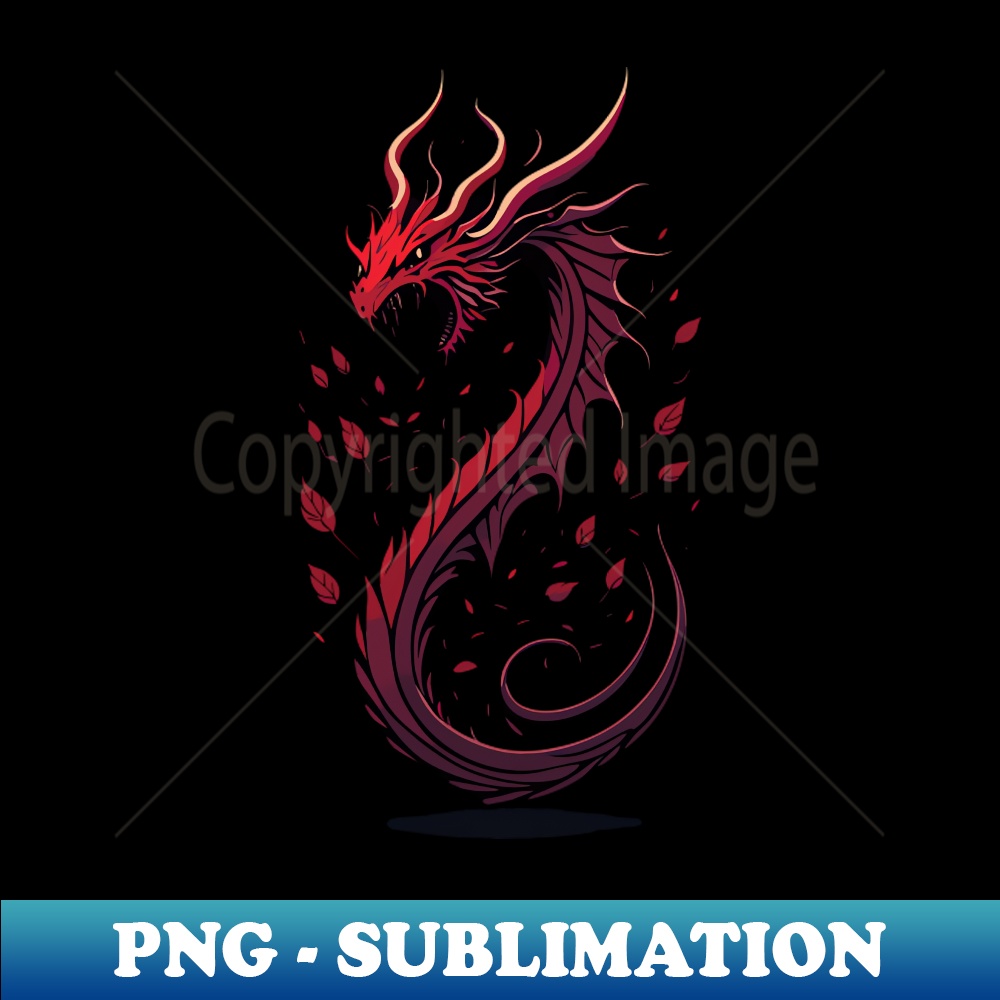 Enchanting Dragon Vector Art Monochromatic Red Front-Facing - Inspire ...