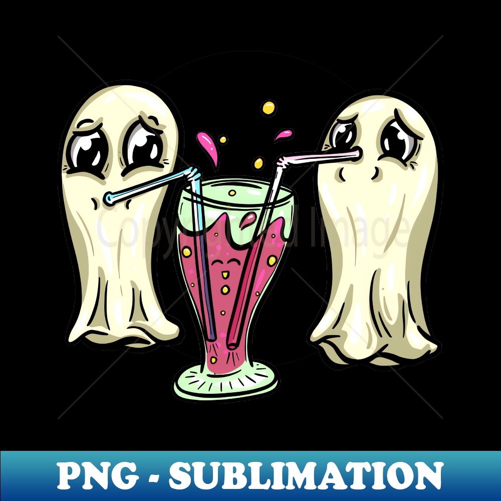 Ghosts Drinking Soda Pop Cute Cartoon - PNG Sublimation Digi - Inspire ...