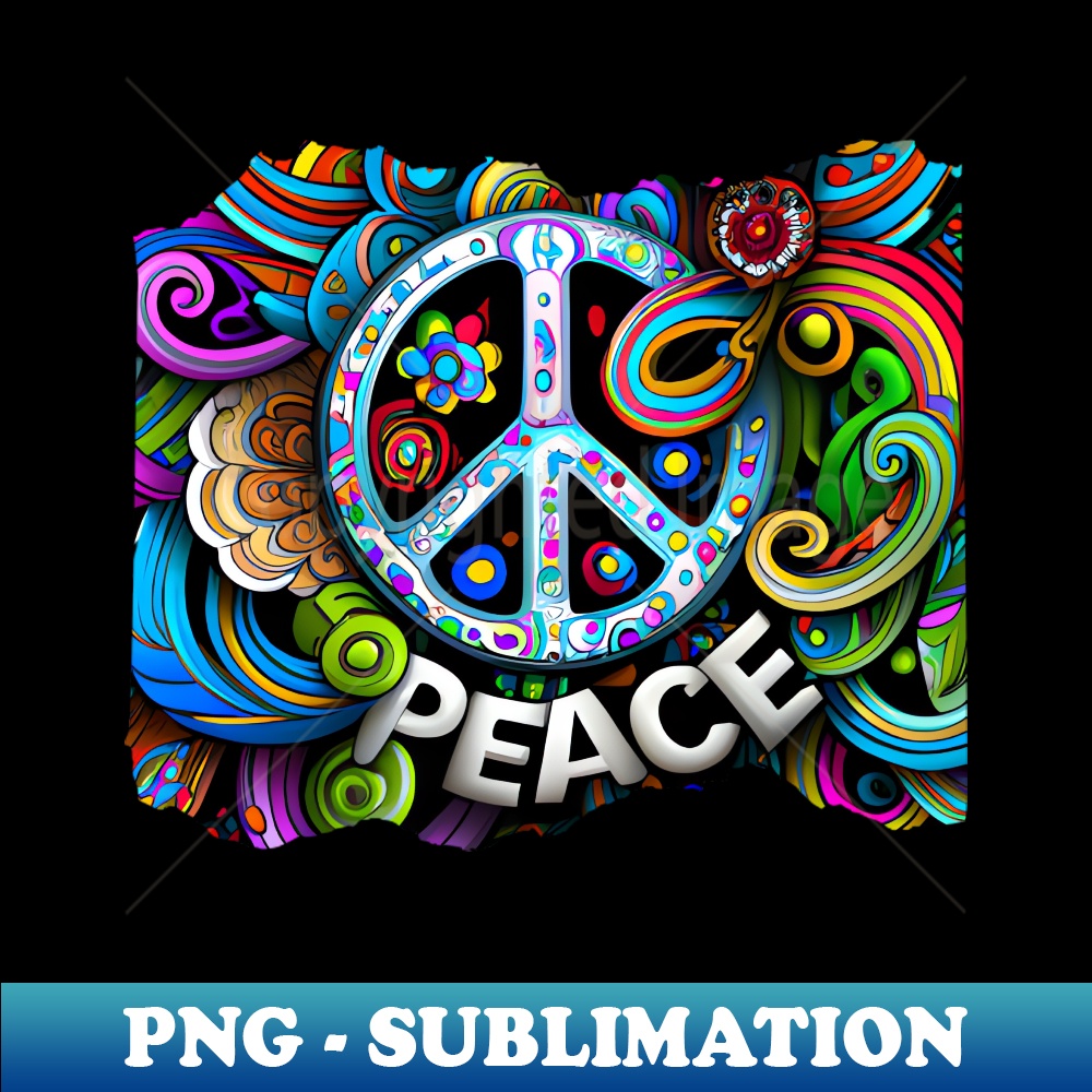 Rainbow PEACE Symbol - PNG Transparent Sublimation Design - - Inspire ...